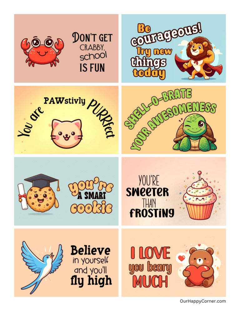 32 Free Printable Lunch Box Notes to Brighten Your Kids Day - Our Happy ...