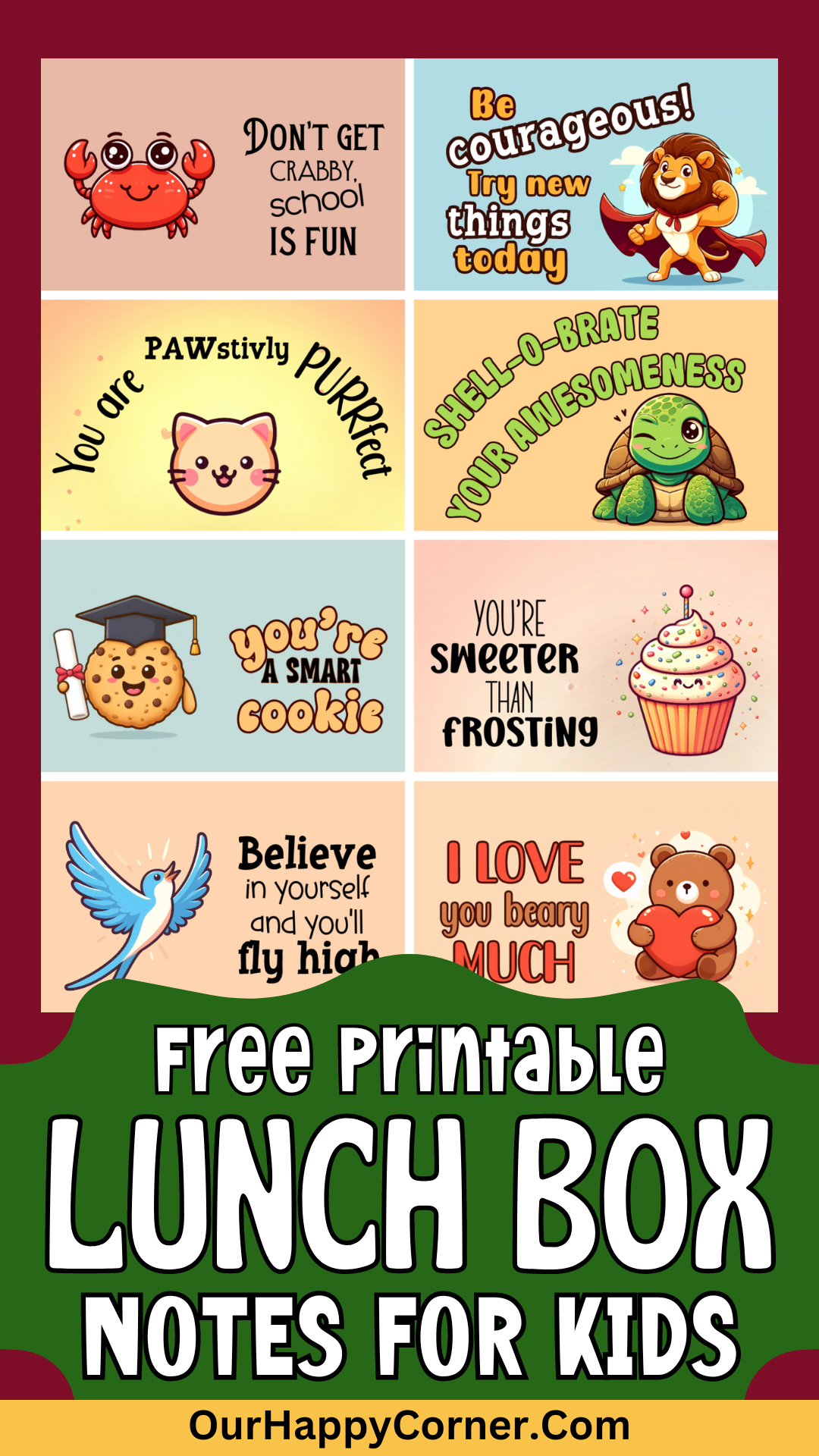 32 Free Printable Lunch Box Notes to Brighten Your Kids Day - Our Happy ...