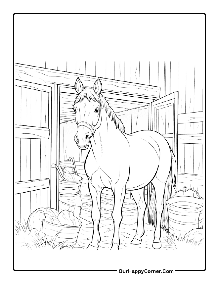 Horse Coloring Pages for Kids Free Printable - Our Happy Corner