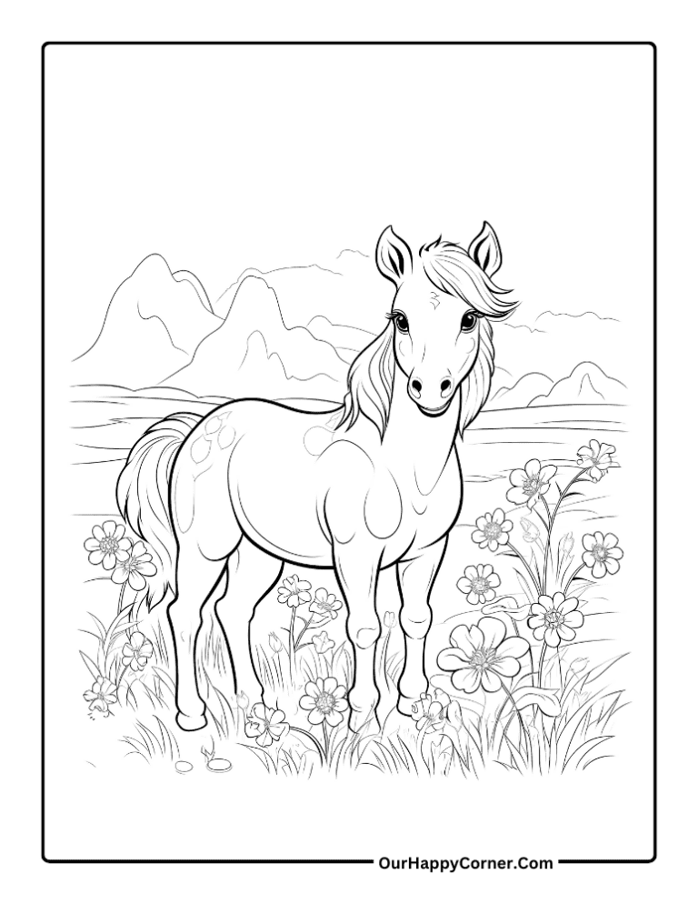 Horse Coloring Pages for Kids Free Printable - Our Happy Corner