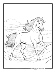 Horse Coloring Pages for Kids Free Printable - Our Happy Corner