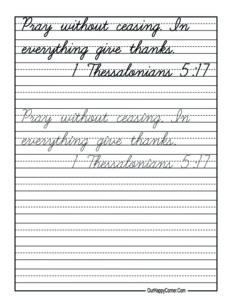 Cursive Bible Verse Copywork Free Printable - Our Happy Corner