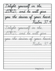 Cursive Bible Verse Copywork Free Printable - Our Happy Corner