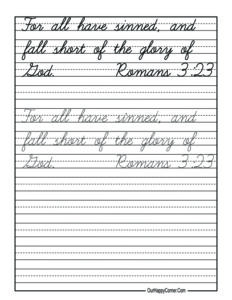 Cursive Bible Verse Copywork Free Printable - Our Happy Corner