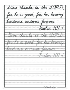 Cursive Bible Verse Copywork Free Printable - Our Happy Corner