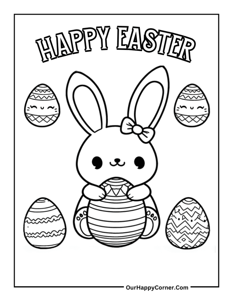 Easter Egg Coloring Pages Free Printable - Our Happy Corner