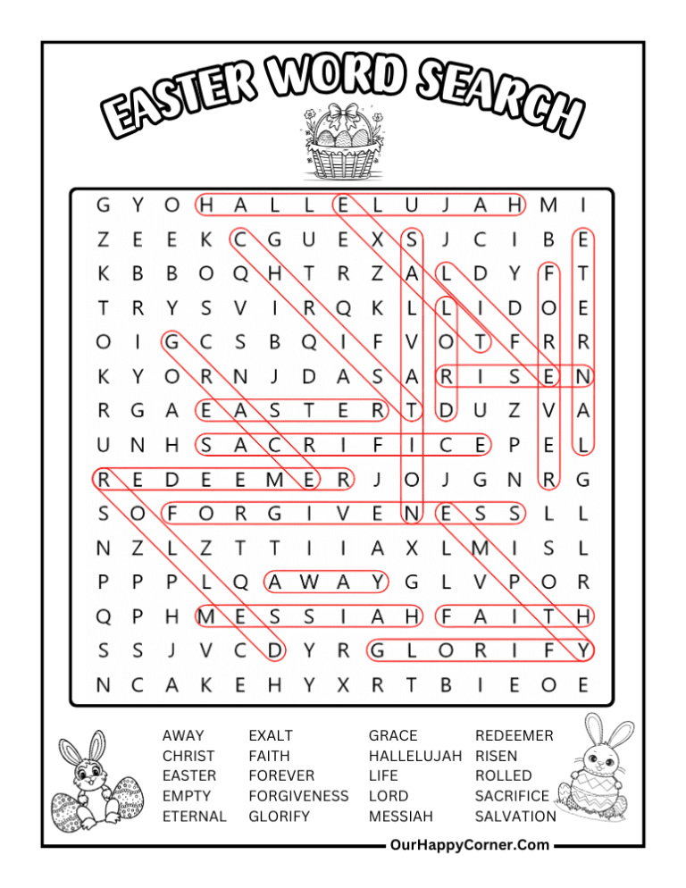 Fun Easter Word Search Puzzles for Kids and Adults - Our Happy Corner