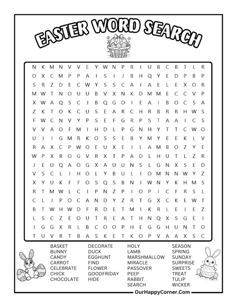Fun Easter Word Search Puzzles for Kids and Adults - Our Happy Corner