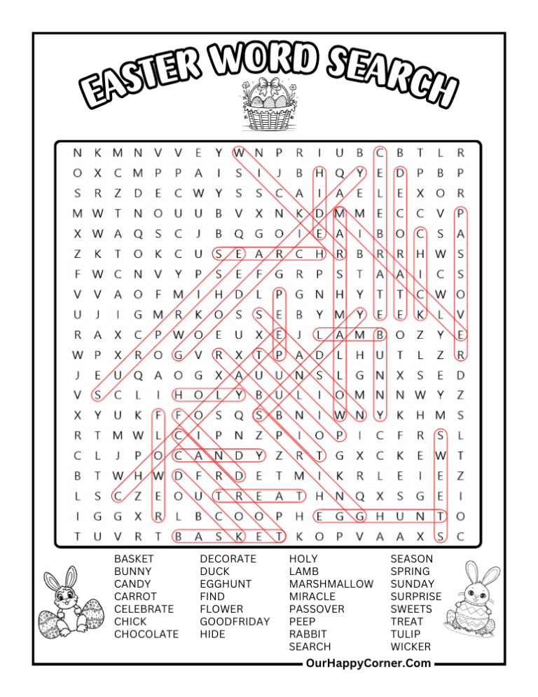 Fun Easter Word Search Puzzles for Kids and Adults - Our Happy Corner