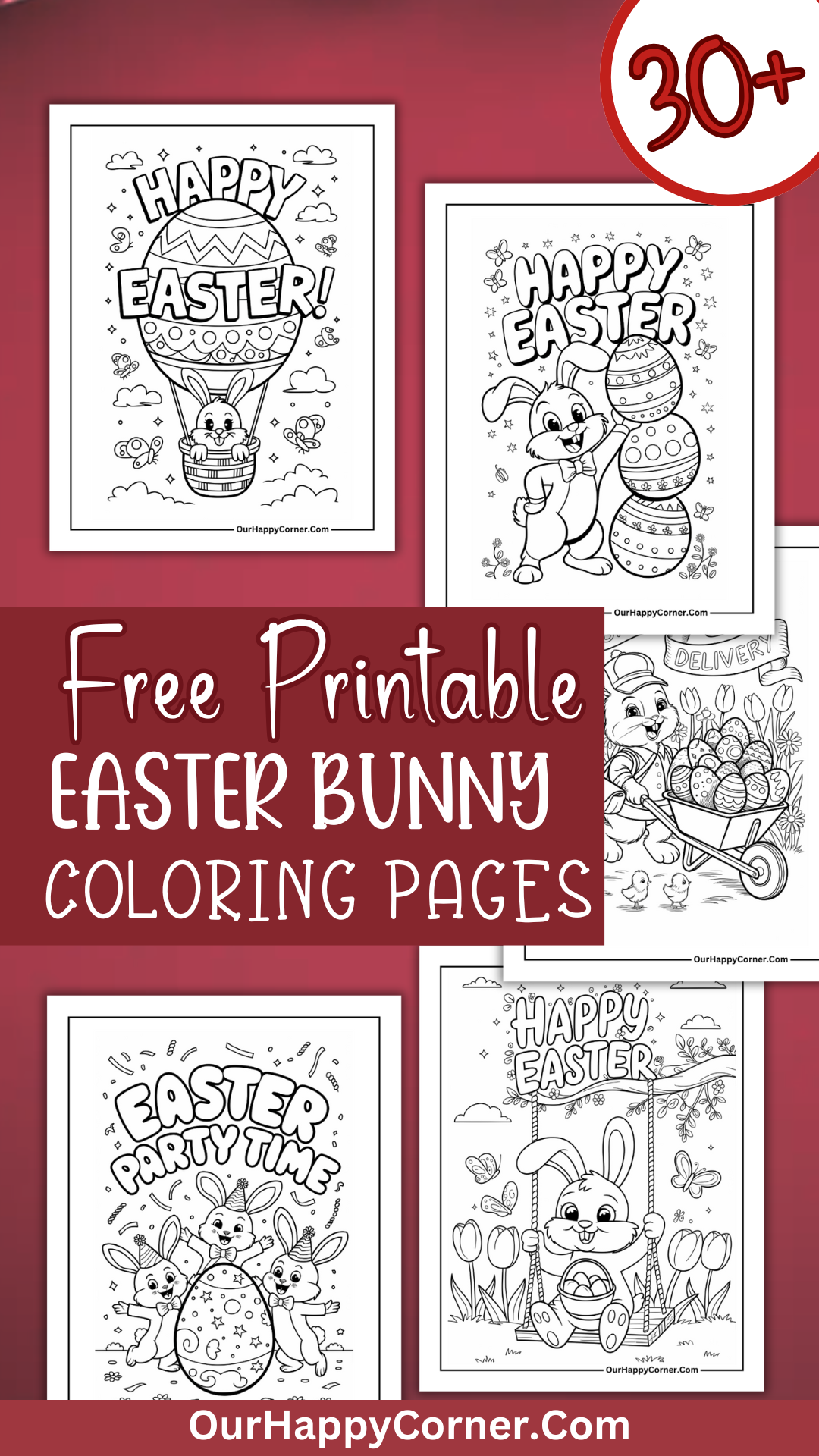 Easter Bunny Coloring Pages Free Printable - Our Happy Corner