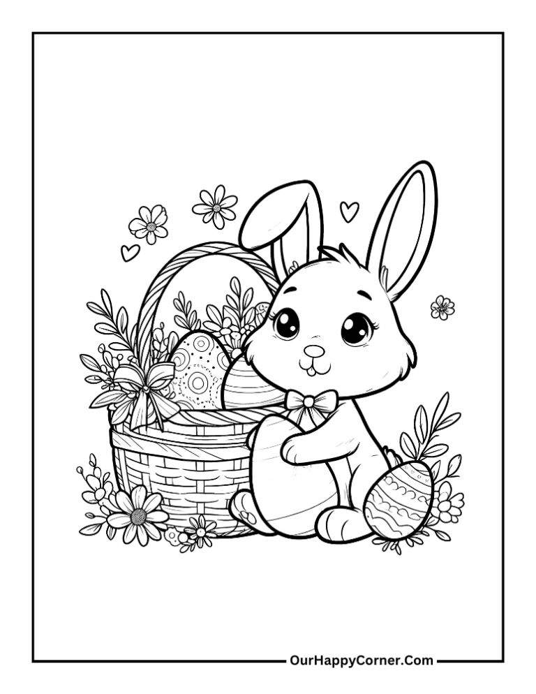 Easter Bunny Coloring Pages Free Printable - Our Happy Corner