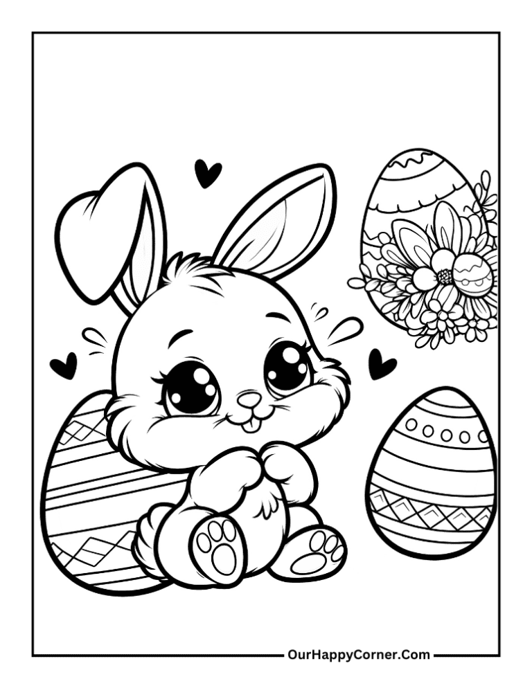 Easter Bunny Coloring Pages Free Printable - Our Happy Corner