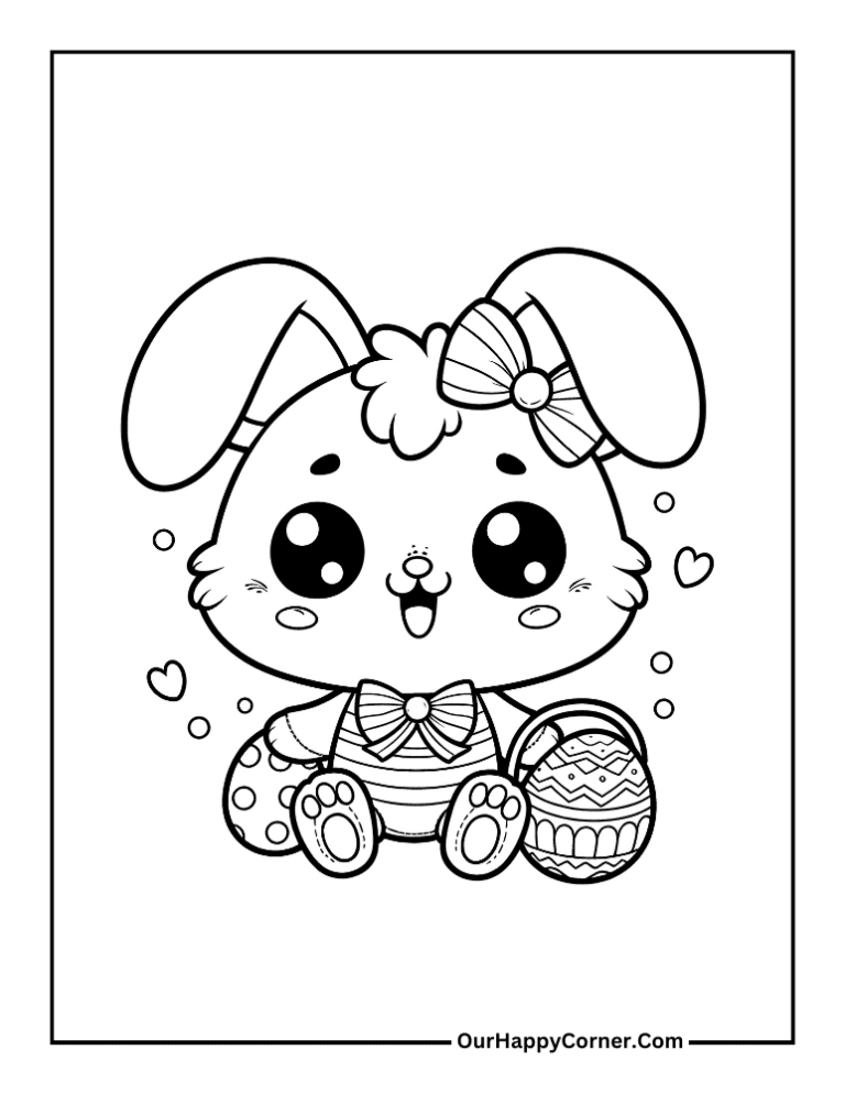 Easter Bunny Coloring Pages Free Printable - Our Happy Corner