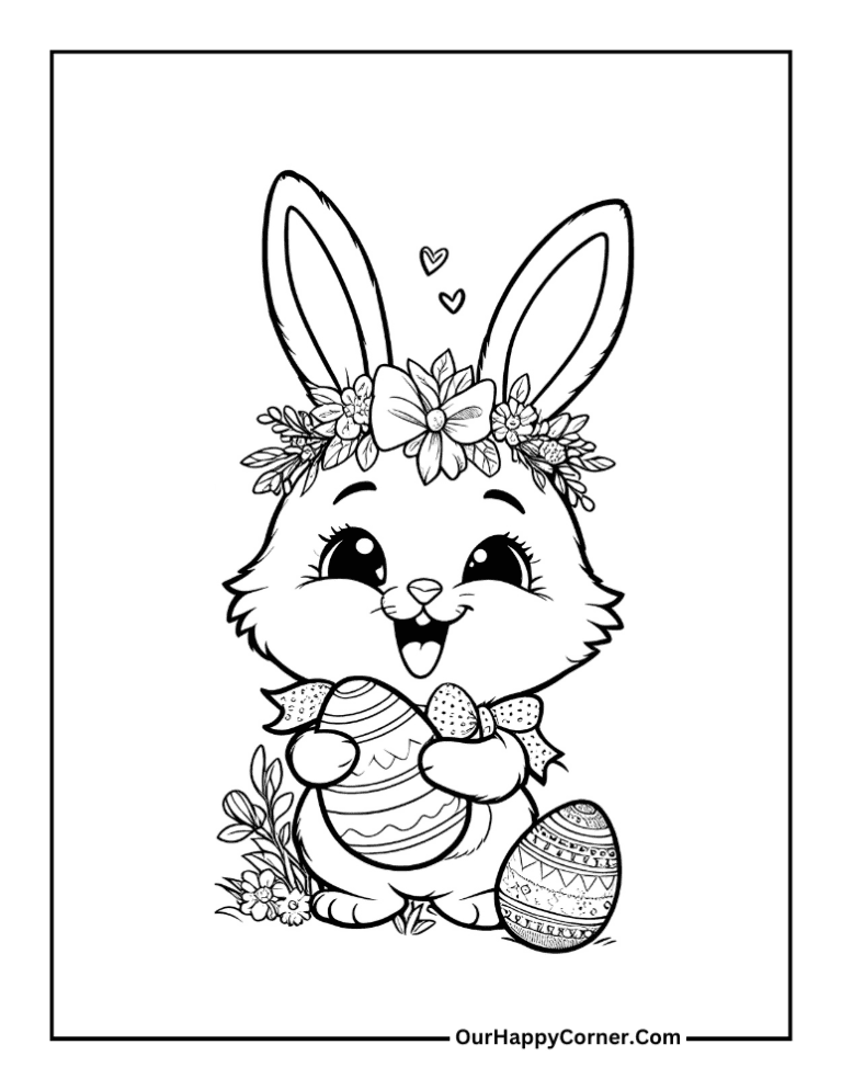 Easter Bunny Coloring Pages Free Printable - Our Happy Corner