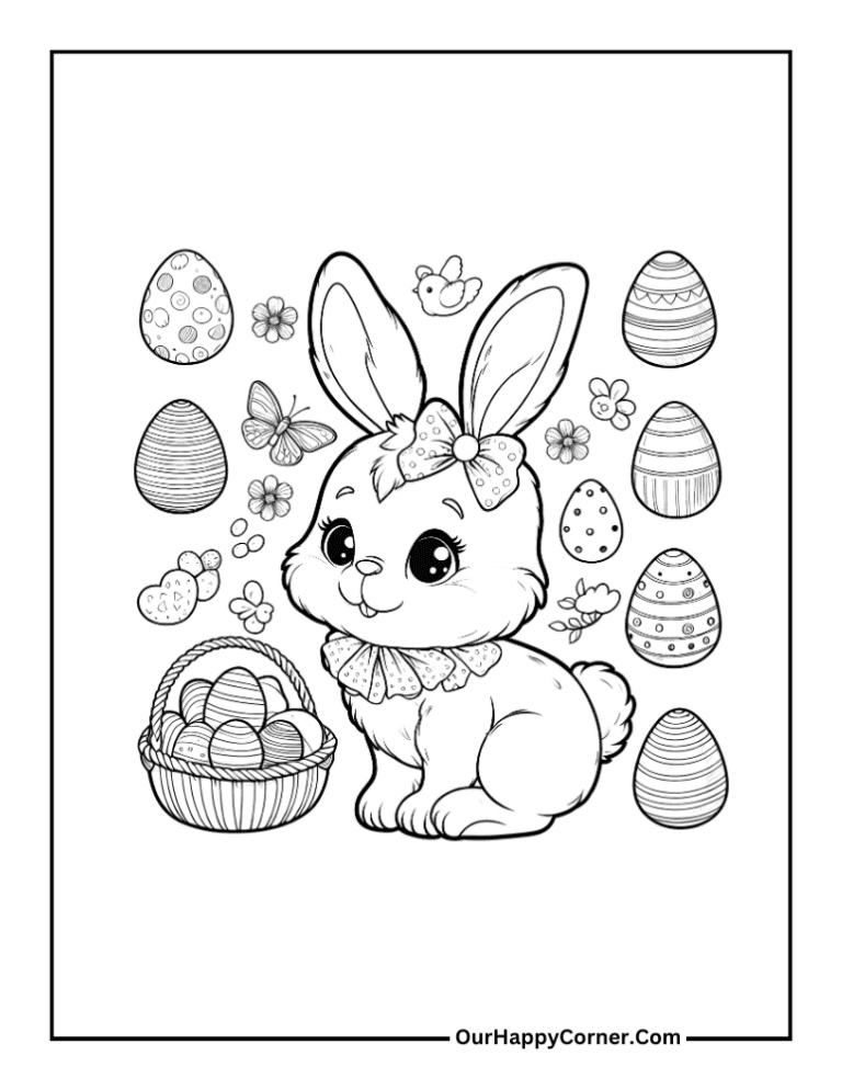 Easter Bunny Coloring Pages Free Printable - Our Happy Corner