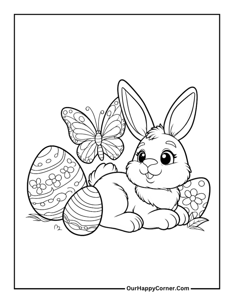 Easter Bunny Coloring Pages Free Printable - Our Happy Corner