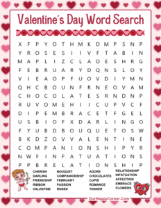 Free Printable Valentine's Day Word Search Puzzles - Our Happy Corner