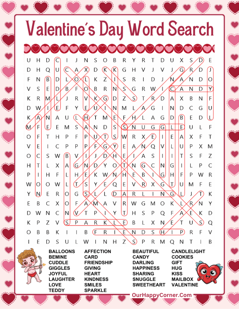 Free Printable Valentine's Day Word Search Puzzles - Our Happy Corner