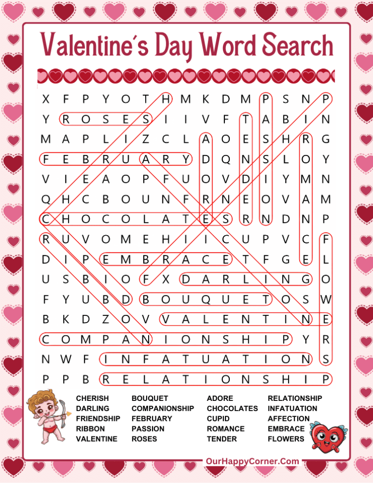 Free Printable Valentine's Day Word Search Puzzles - Our Happy Corner