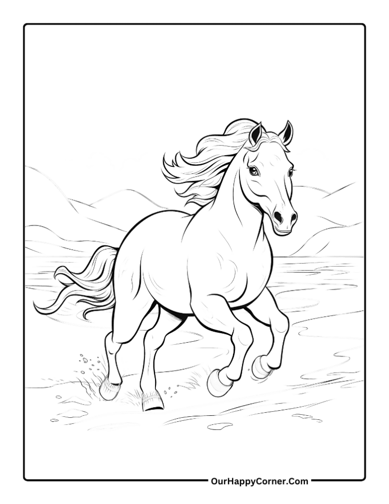 Horse Coloring Pages for Kids Free Printable - Our Happy Corner