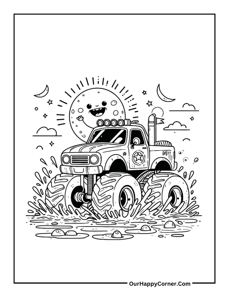 Monster Truck Coloring Pages Free Printable - Our Happy Corner
