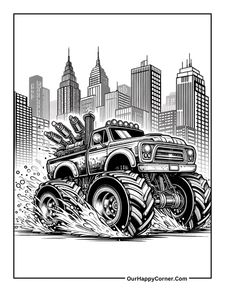 Monster Truck Coloring Pages Free Printable - Our Happy Corner