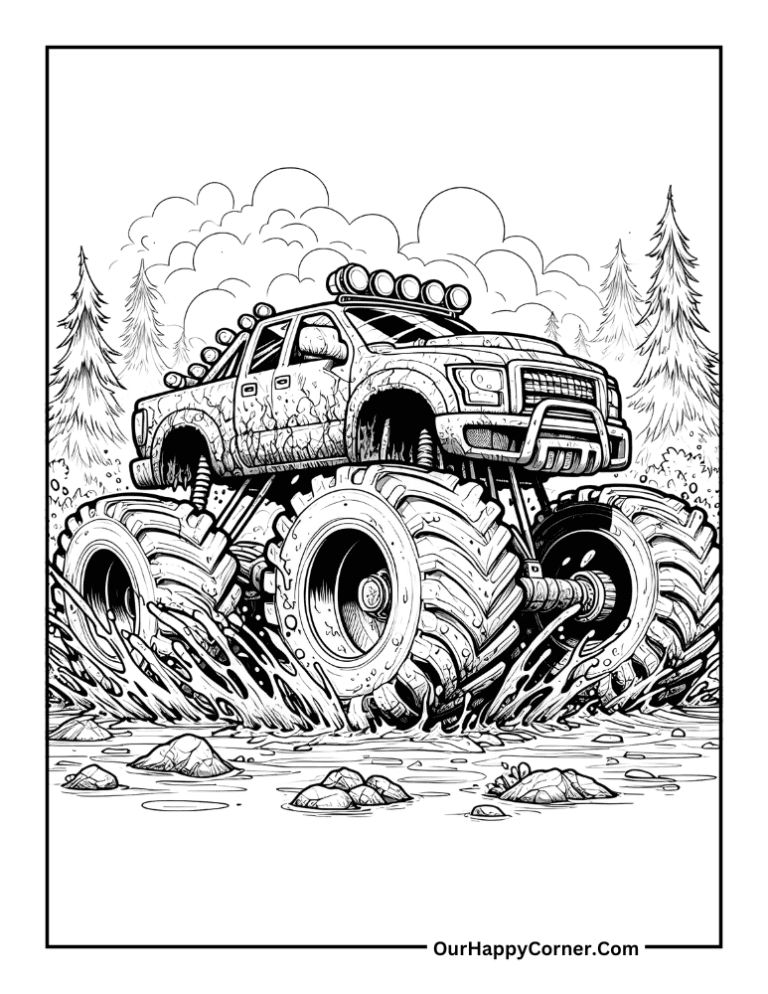 Monster Truck Coloring Pages Free Printable - Our Happy Corner