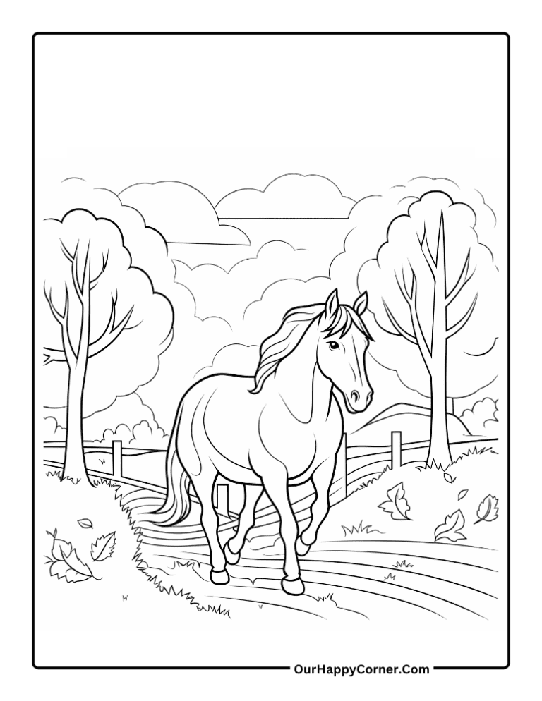 Horse Coloring Pages for Kids Free Printable - Our Happy Corner