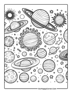 Outer Space Coloring Pages Free Printable - Our Happy Corner