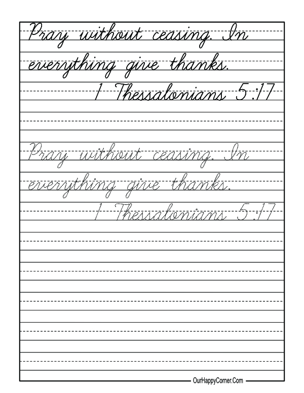 Cursive Bible Verse Copywork Free Printable - Our Happy Corner