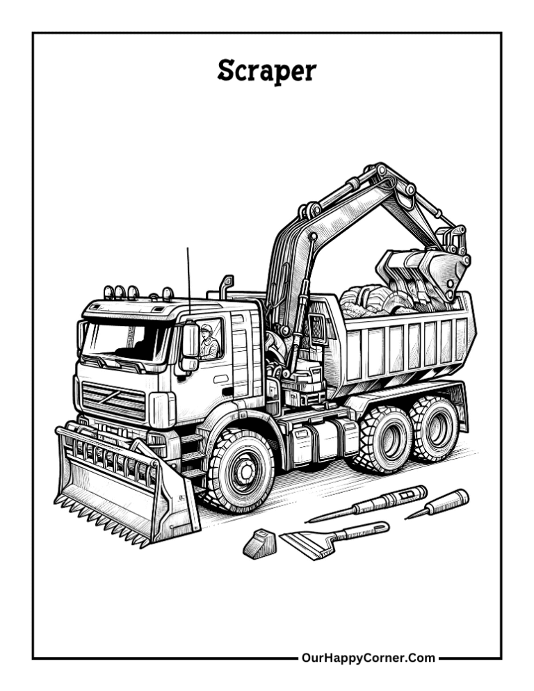 Free Printable Construction Vehicle Coloring Pages - Our Happy Corner