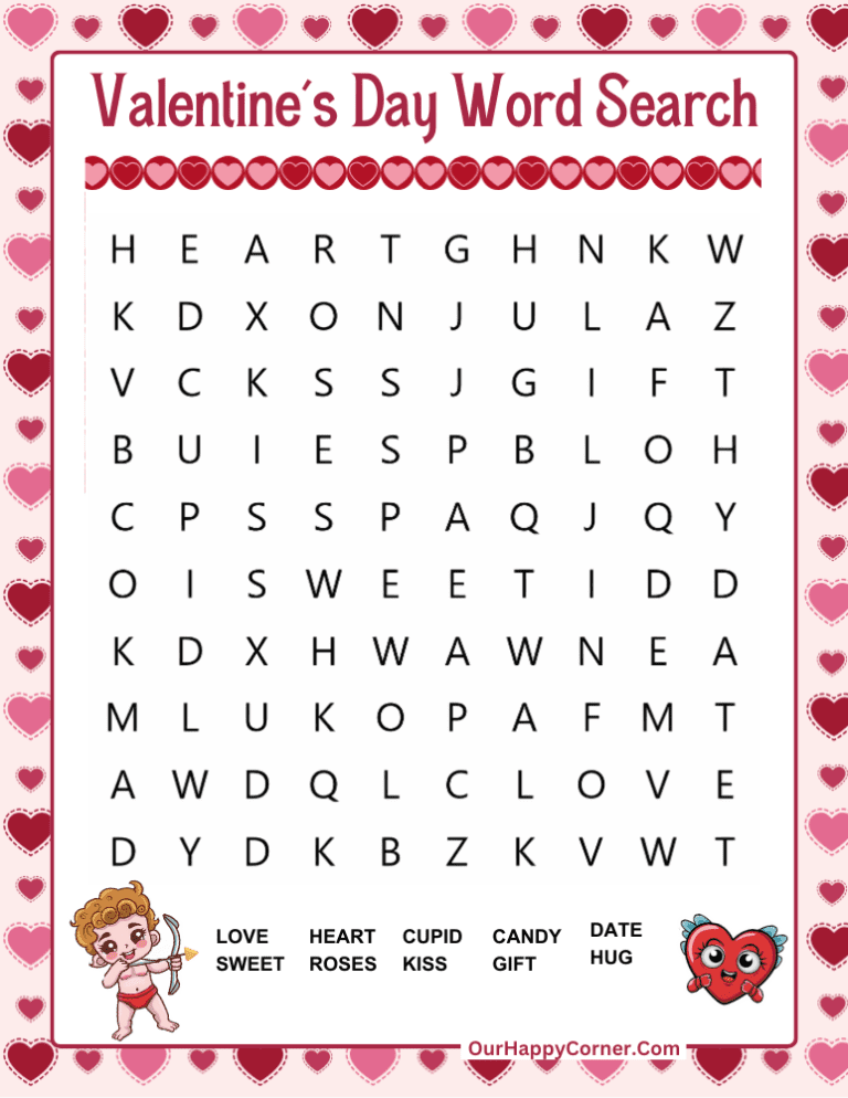Free Printable Valentine's Day Word Search Puzzles - Our Happy Corner