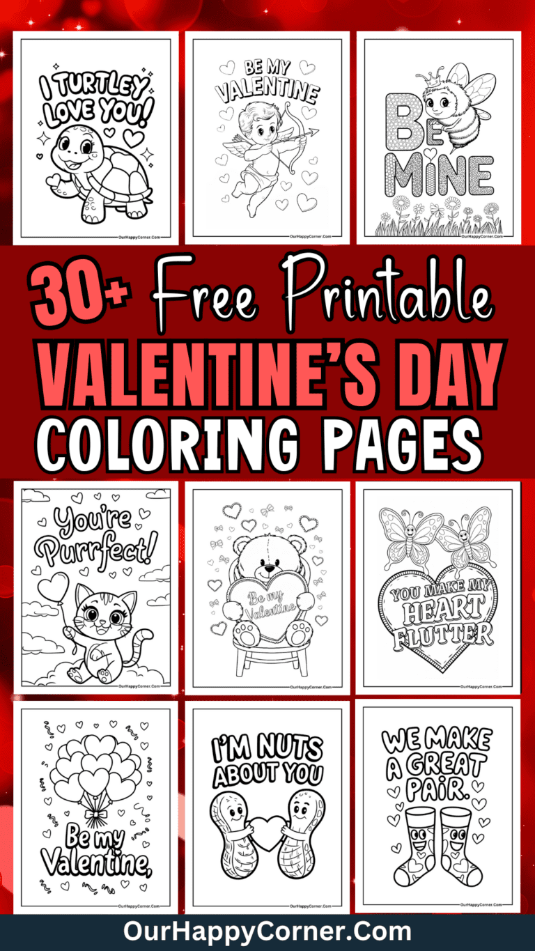 Free Valentine's Day Coloring Pages for Kids - Our Happy Corner