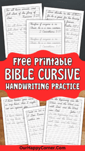 Cursive Bible Verse Copywork Free Printable - Our Happy Corner