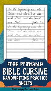 Cursive Bible Verse Copywork Free Printable - Our Happy Corner