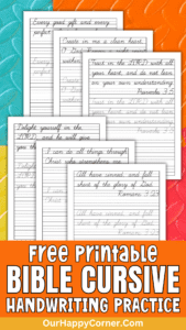 Cursive Bible Verse Copywork Free Printable - Our Happy Corner
