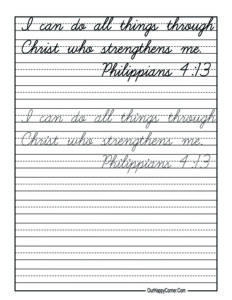 Cursive Bible Verse Copywork Free Printable - Our Happy Corner