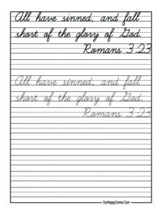 Cursive Bible Verse Copywork Free Printable - Our Happy Corner