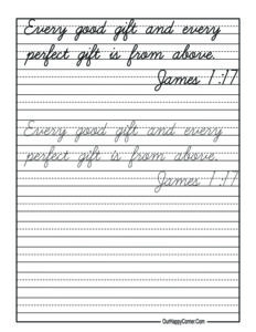 Cursive Bible Verse Copywork Free Printable - Our Happy Corner