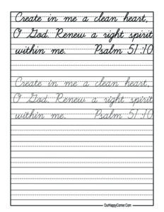 Cursive Bible Verse Copywork Free Printable - Our Happy Corner