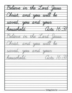 Cursive Bible Verse Copywork Free Printable - Our Happy Corner