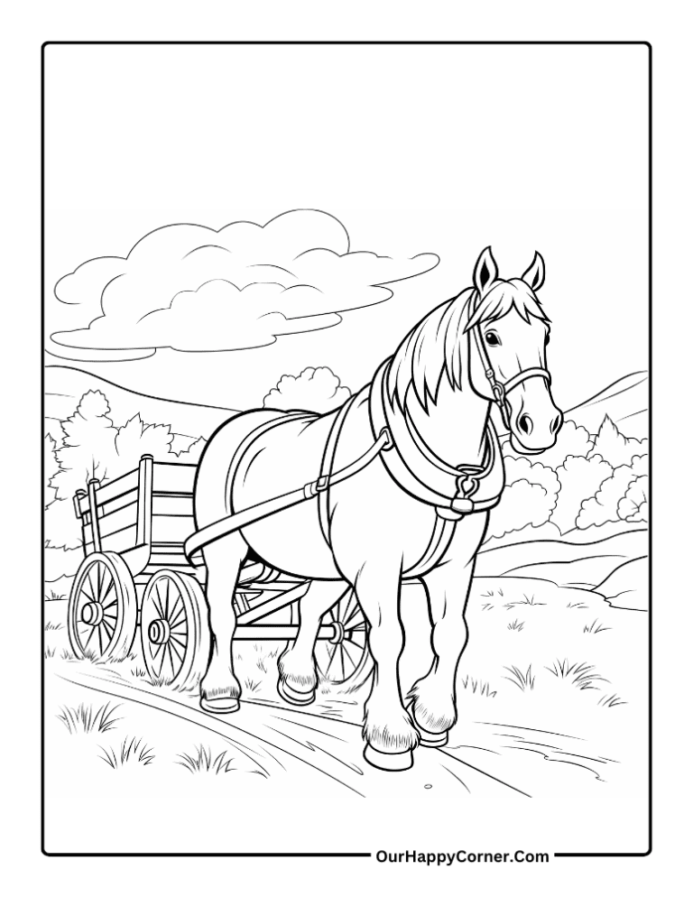 Horse Coloring Pages for Kids Free Printable - Our Happy Corner