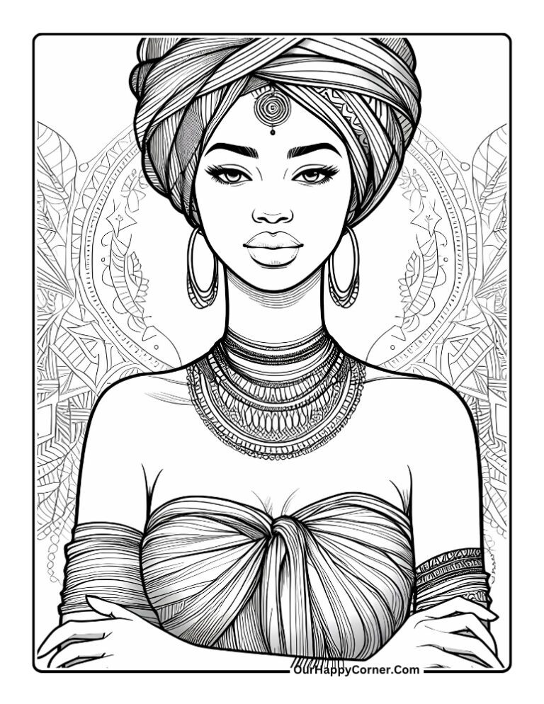 African Women Coloring Pages Free Printables - Our Happy Corner
