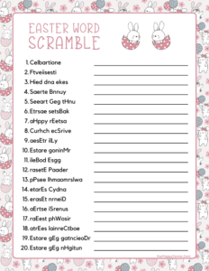 Free Printable Easter Word Scrambles for Kids and Adults - Our Happy Corner