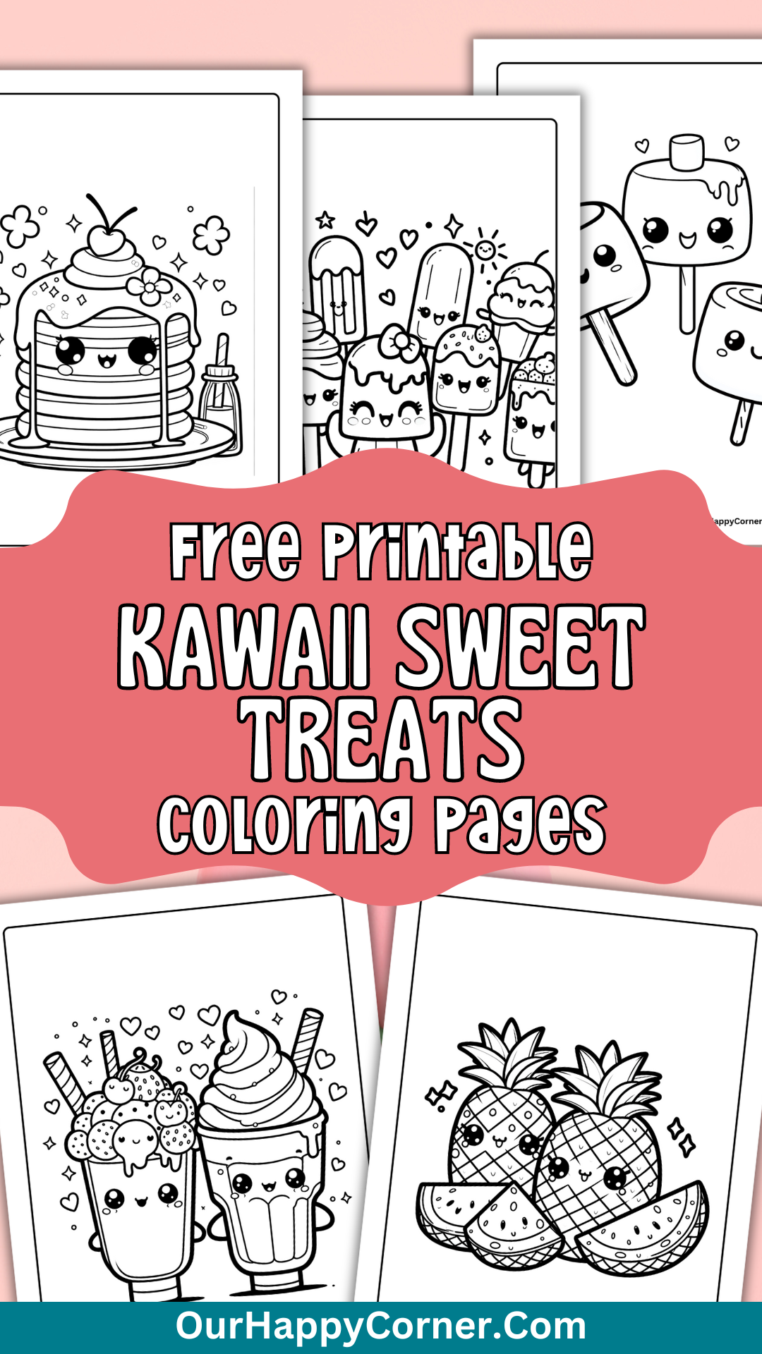 Kawaii Sweet Treats Coloring Pages Free Printable - Our Happy Corner