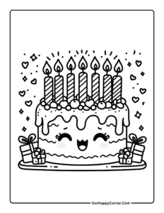 Kawaii Sweet Treats Coloring Pages Free Printable - Our Happy Corner