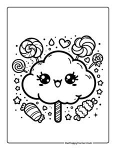 Kawaii Sweet Treats Coloring Pages Free Printable - Our Happy Corner