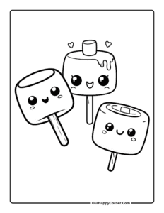 Kawaii Sweet Treats Coloring Pages Free Printable - Our Happy Corner