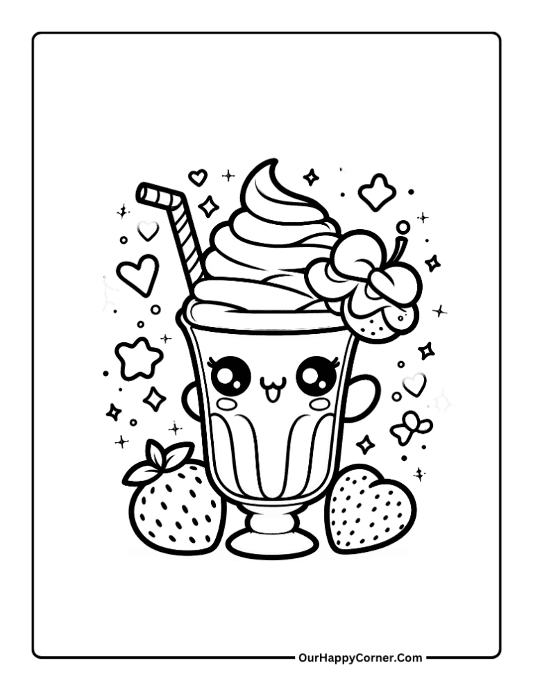 Kawaii Sweet Treats Coloring Pages Free Printable - Our Happy Corner