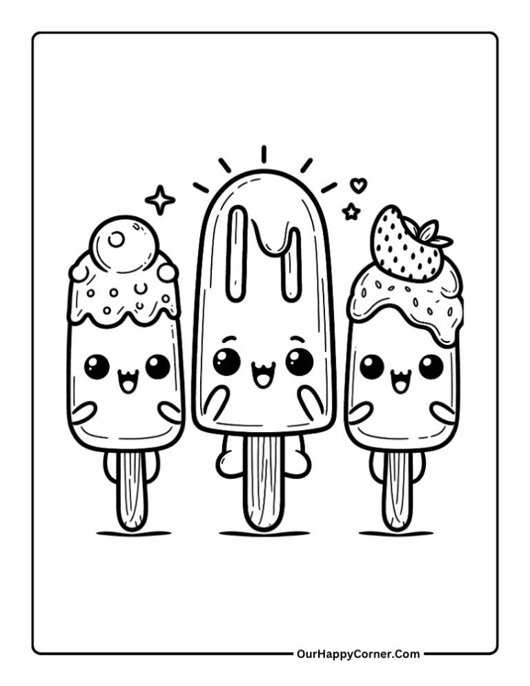 Kawaii Sweet Treats Coloring Pages Free Printable - Our Happy Corner